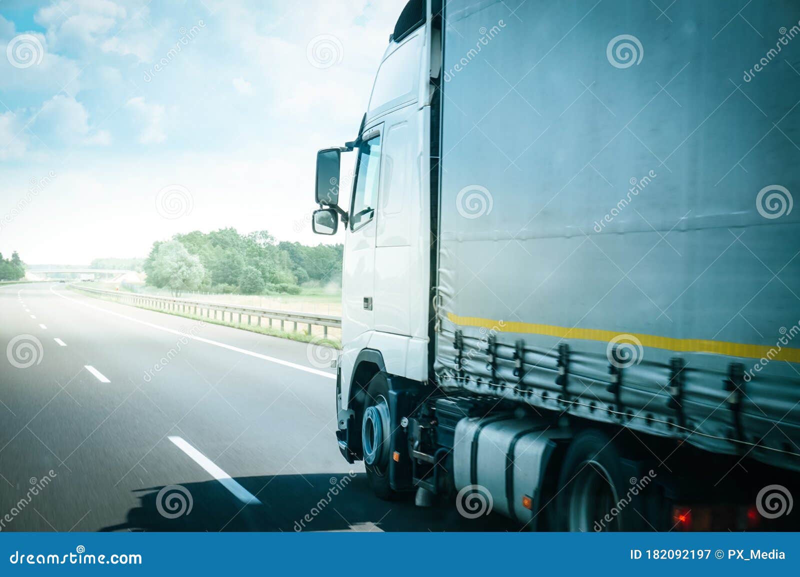 Truck/ 18 Wheeler on a Highway Stock Image - Image of road, motorway ...