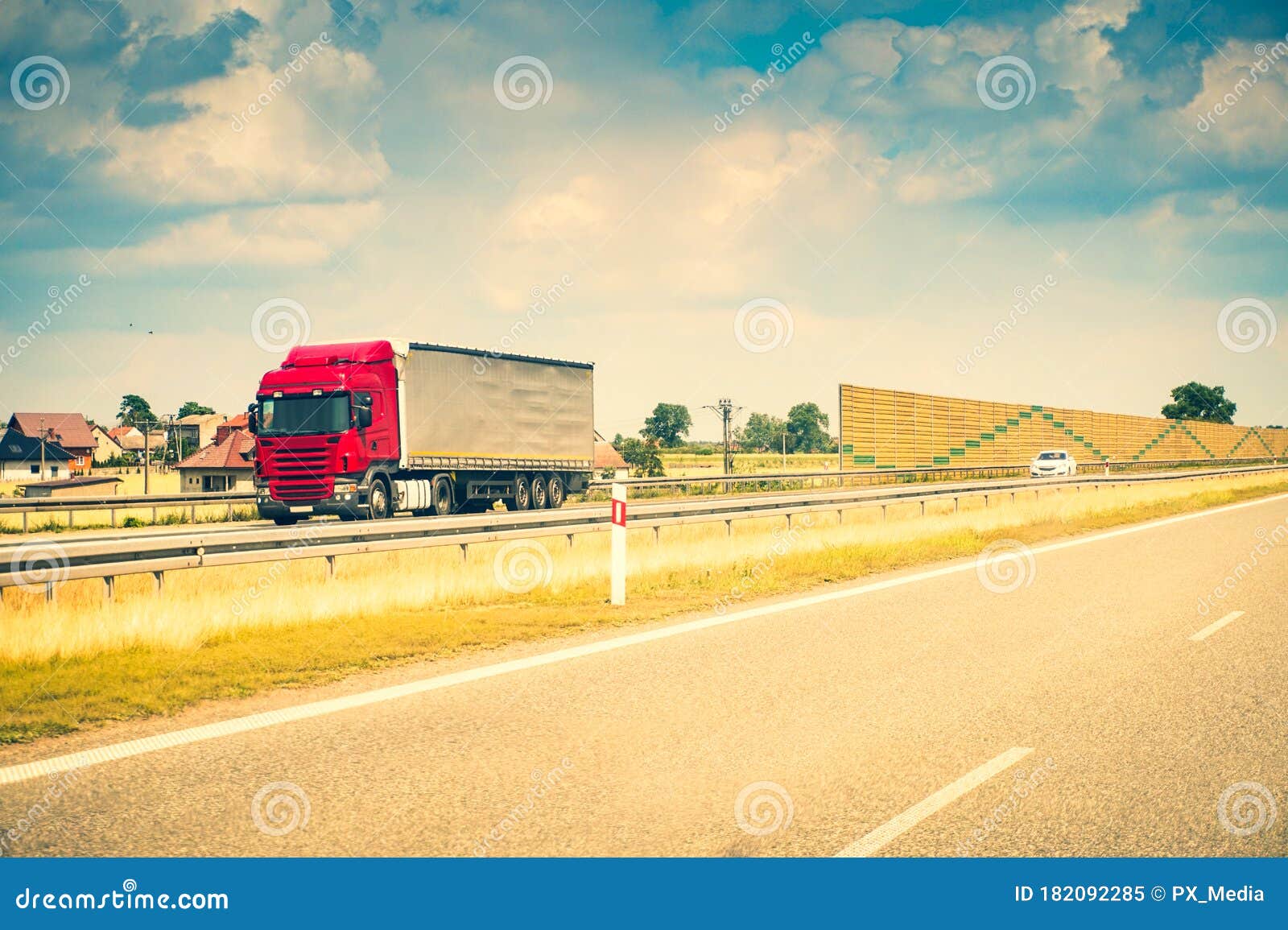 Truck/ 18 Wheeler on a Highway Stock Image - Image of expressway ...