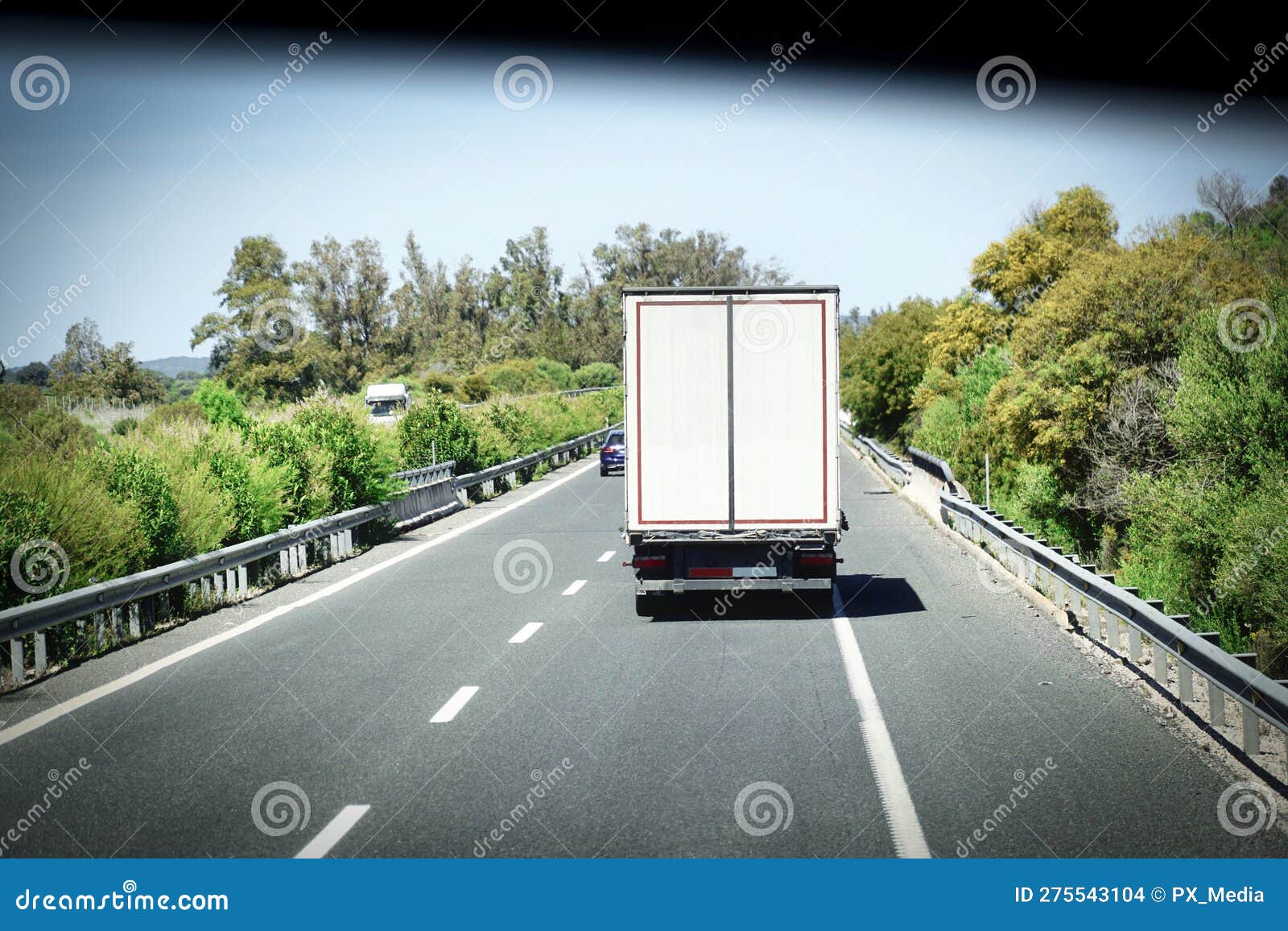 Truck on a Highway - Back View Stock Photo - Image of truck, asphalt ...