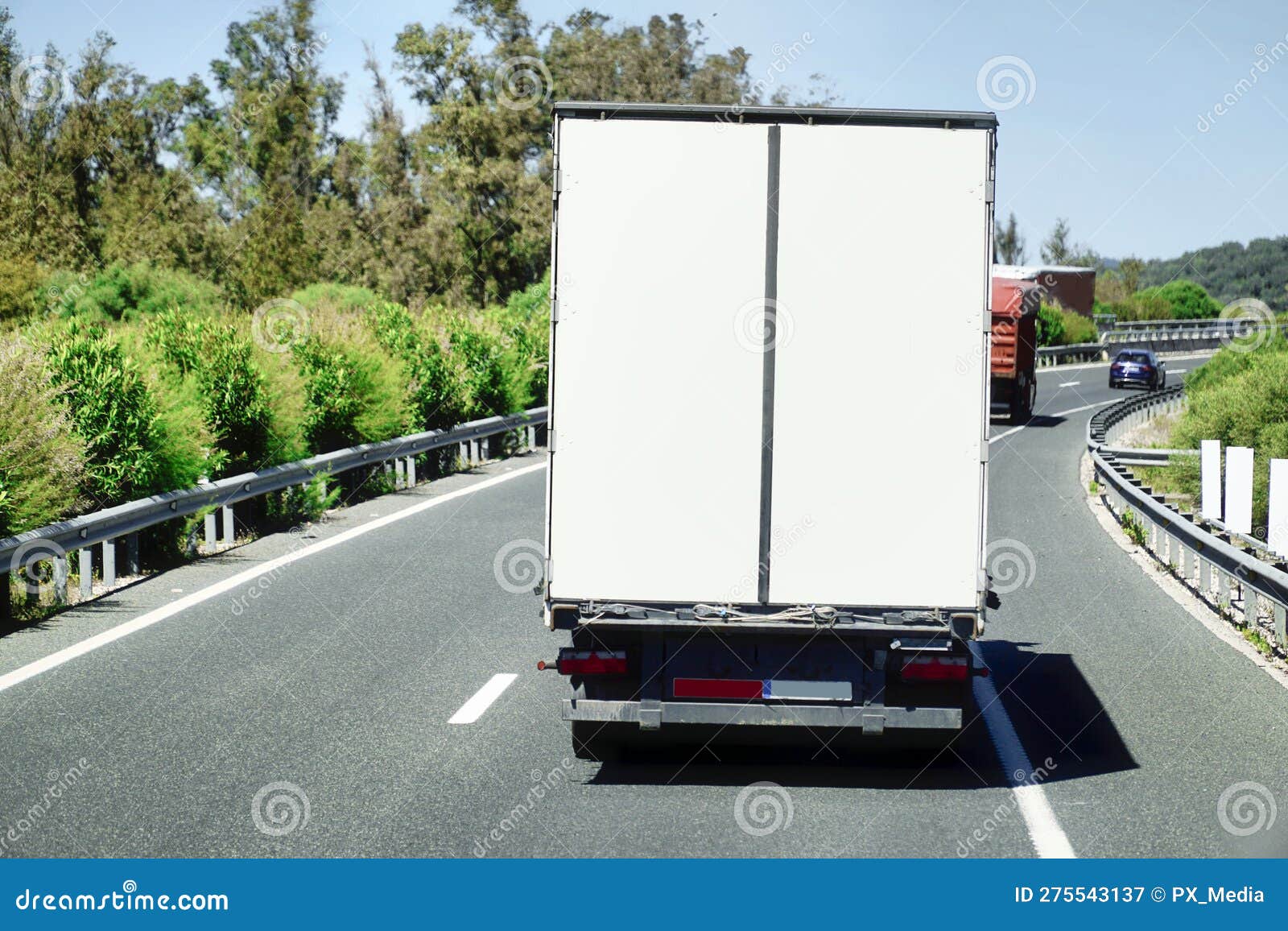 Truck on a Highway - Back View Stock Image - Image of asphalt, view ...