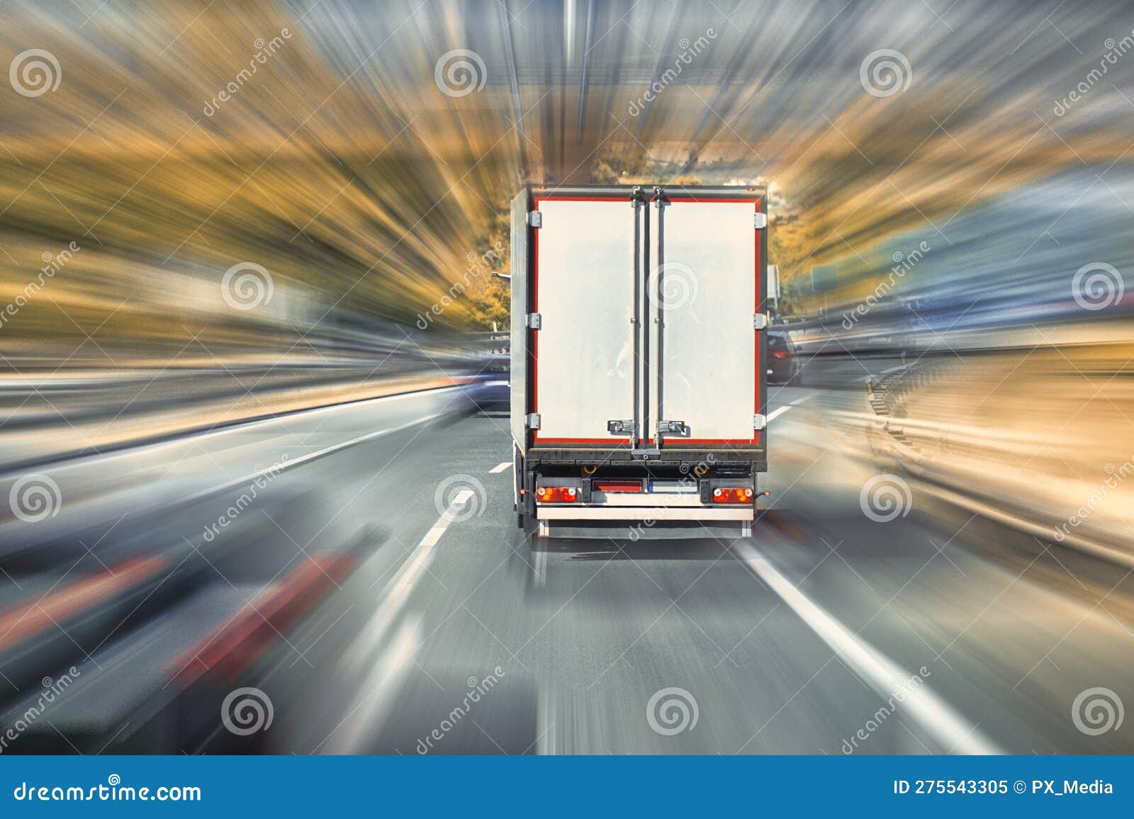 Truck on a Highway - Back View Stock Image - Image of filter, blur ...