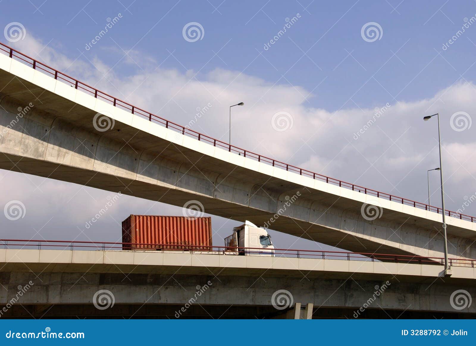 Truck in highway viaduct stock photo. Image of freeway - 3288792