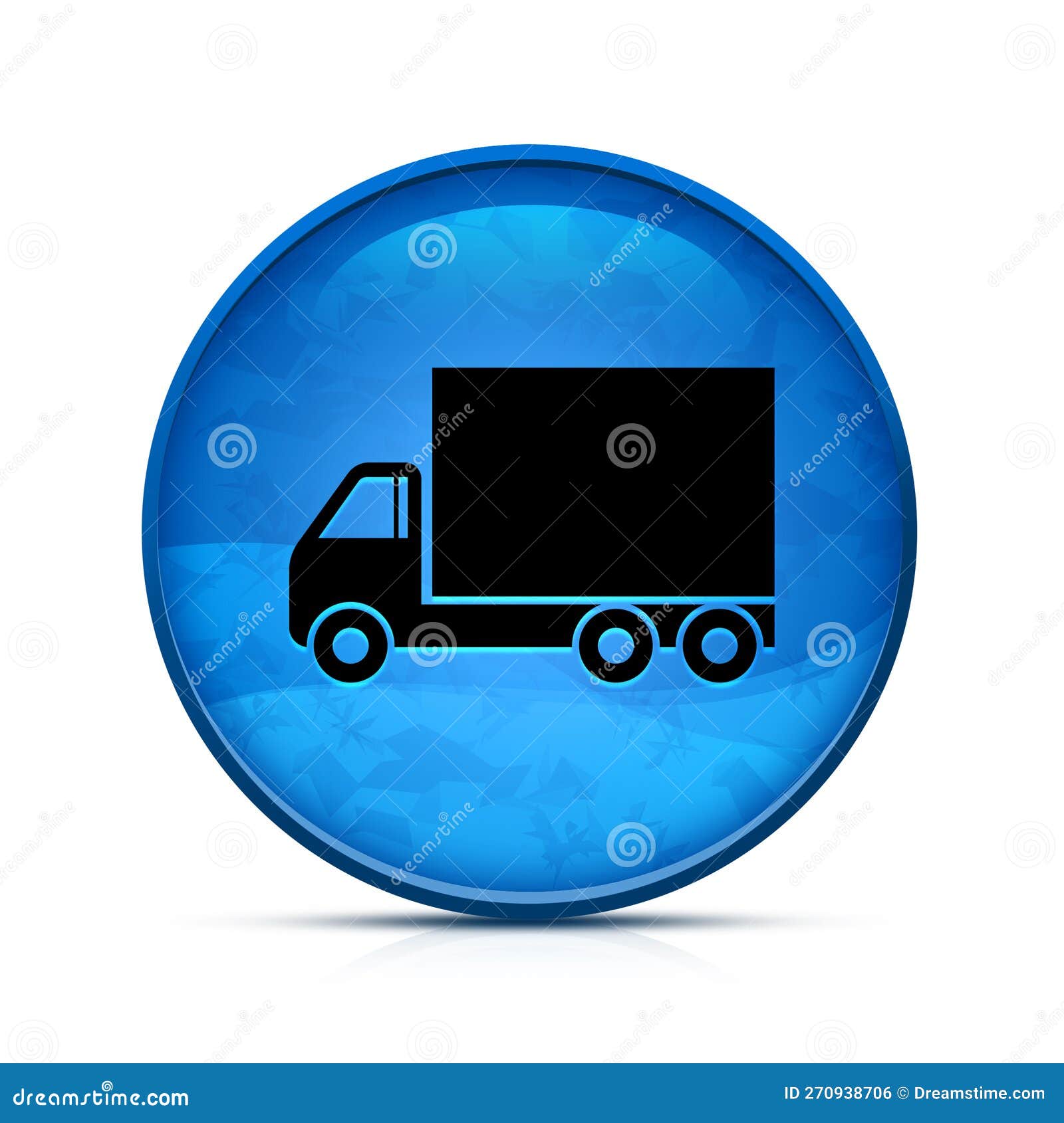 Truck Icon on Classy Splash Blue Round Button Illustration Stock ...
