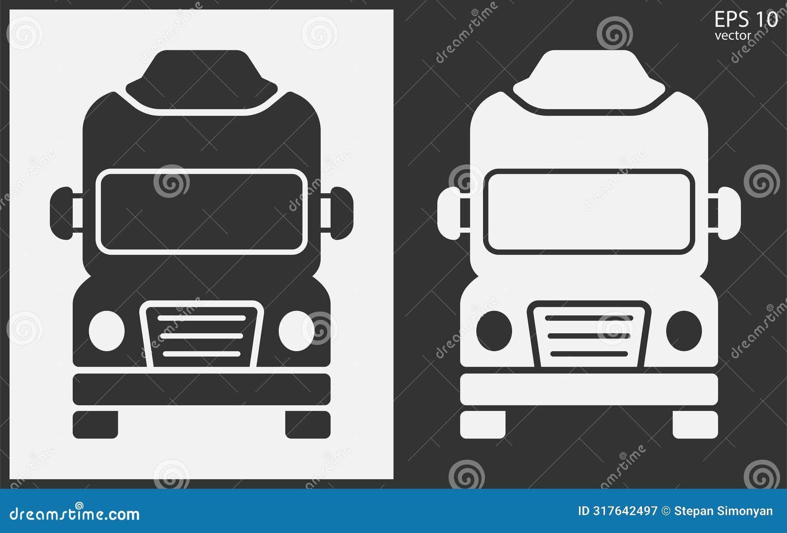Truck Icon Front View. Black on White Background. Vector Icon Stock ...