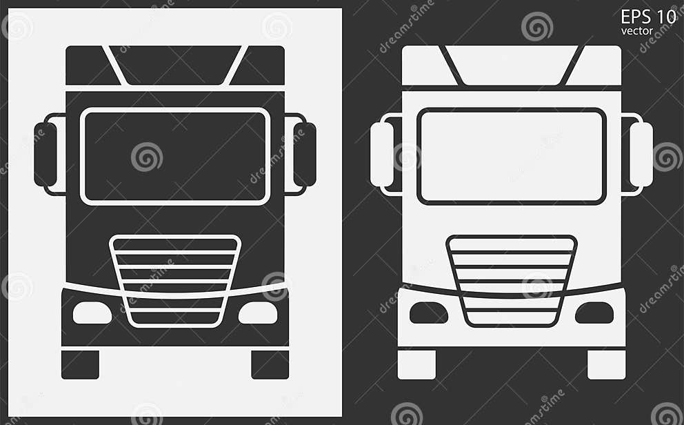 Truck Icon Front View. Black on White Background. Vector Icon Stock ...
