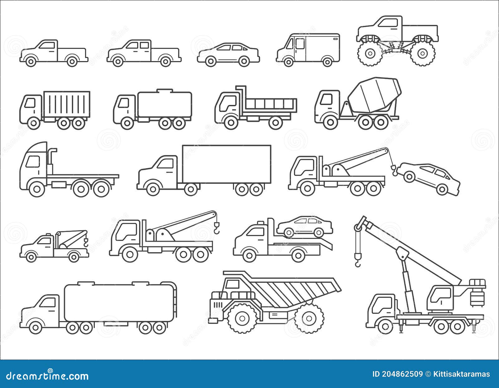 Truck Icons Set. Vector Illustrations Stock Vector - Illustration of ...