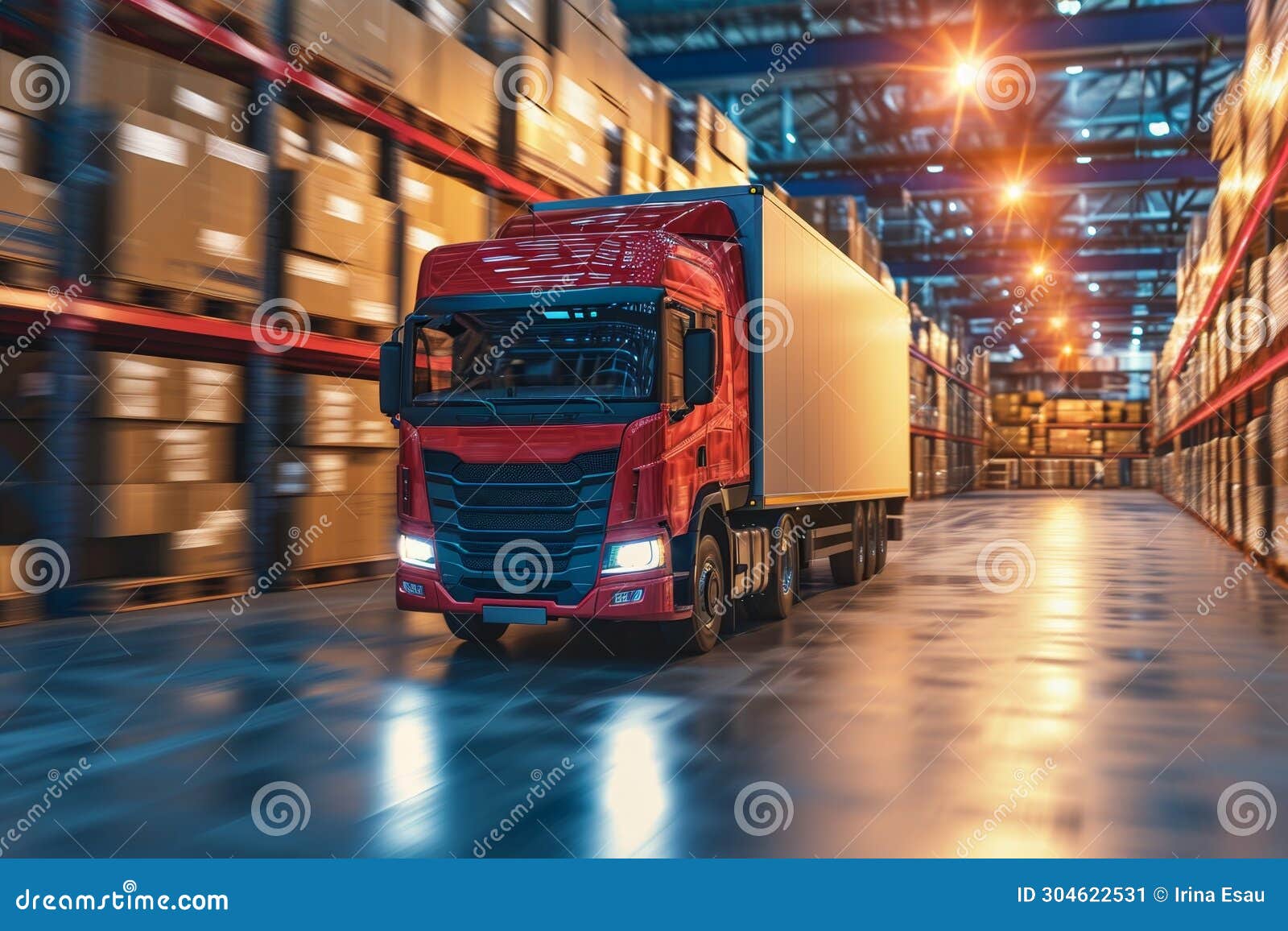 Truck Inside Warehouse Ready for Loading. Stock Image - Image of trade ...