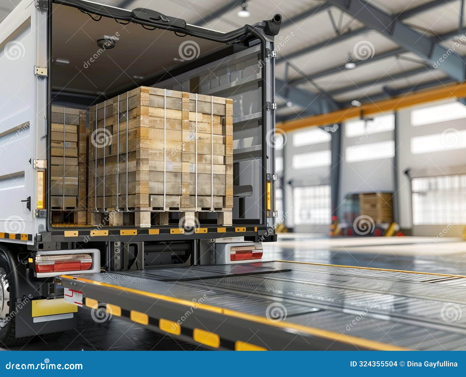 A Truck with Its Cargo Bed Open, Showing the Process of Loading and ...