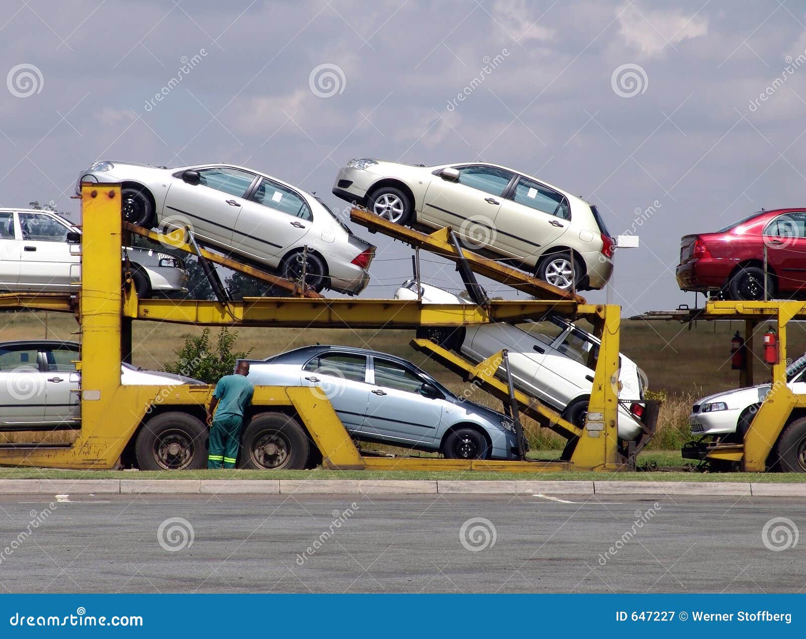 Truck Load of Cars stock image. Image of automobile, industrial - 647227