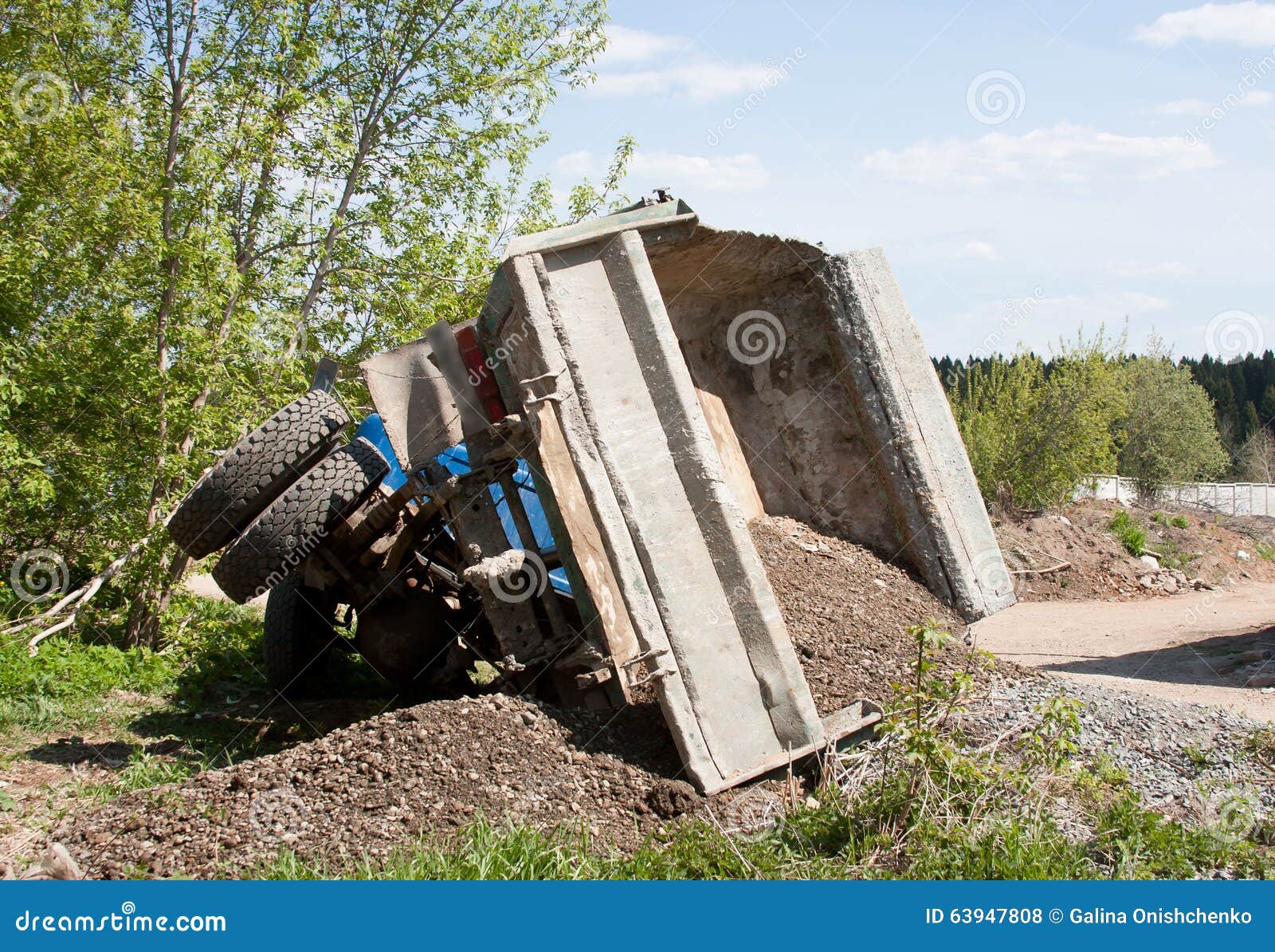 A Truck with a Load Fell Down Stock Photo - Image of mixture, wheel ...