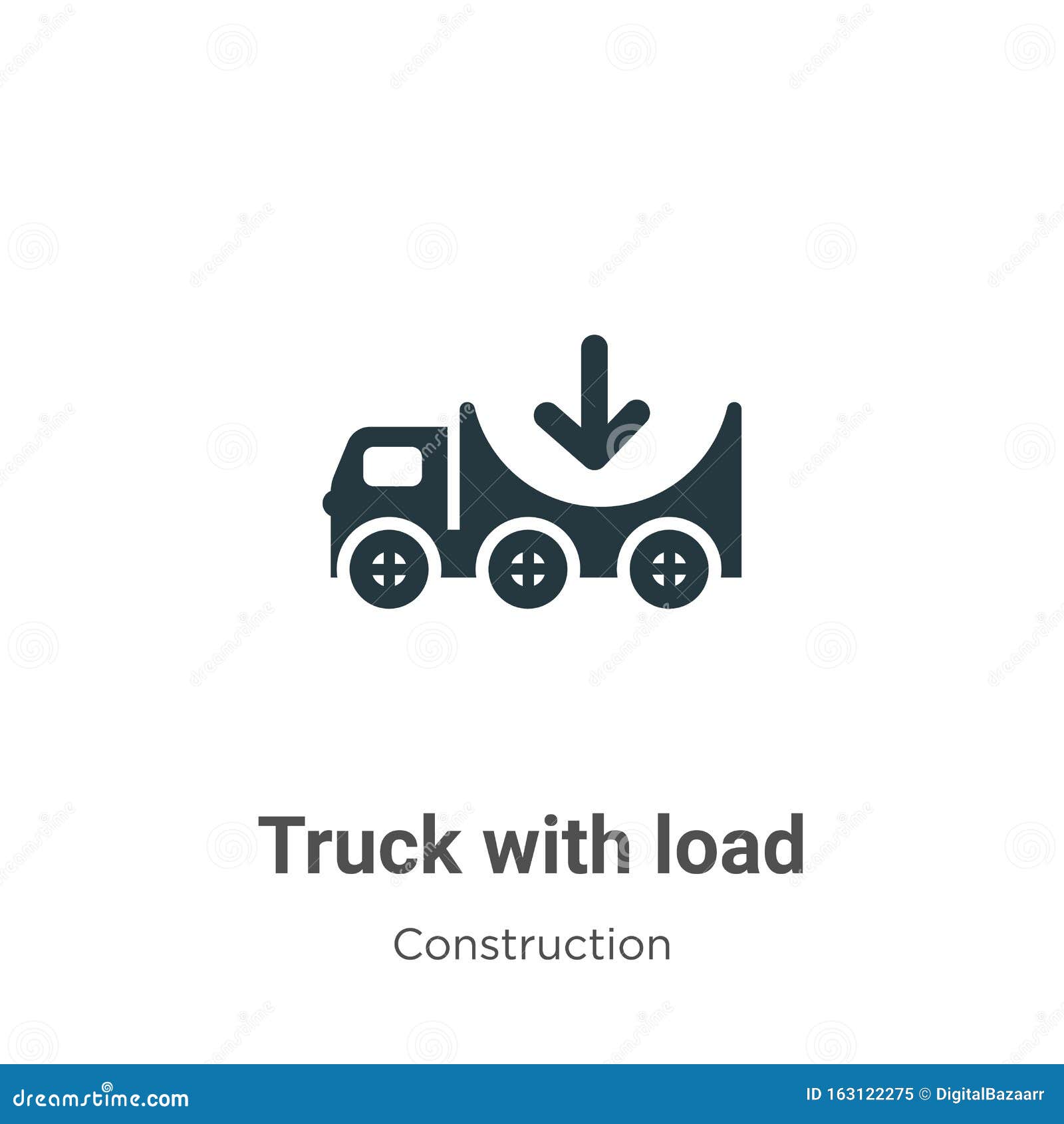 Truck with Load Vector Icon on White Background. Flat Vector Truck with ...