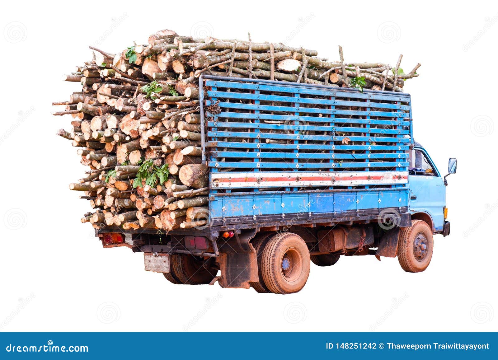 Truck Loaded with Timber Isolated on White Background Stock Photo ...
