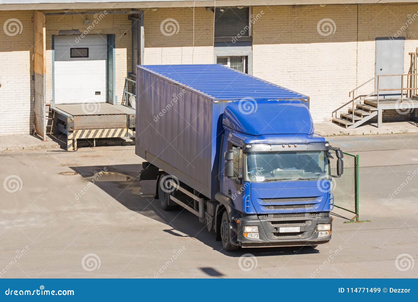 Truck Loading Goods, Cargo, Warehouse with Doors. Stock Image - Image ...