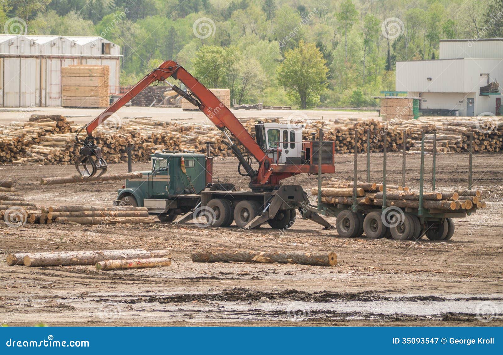 Truck loading logs stock image. Image of tree, forestry - 35093547