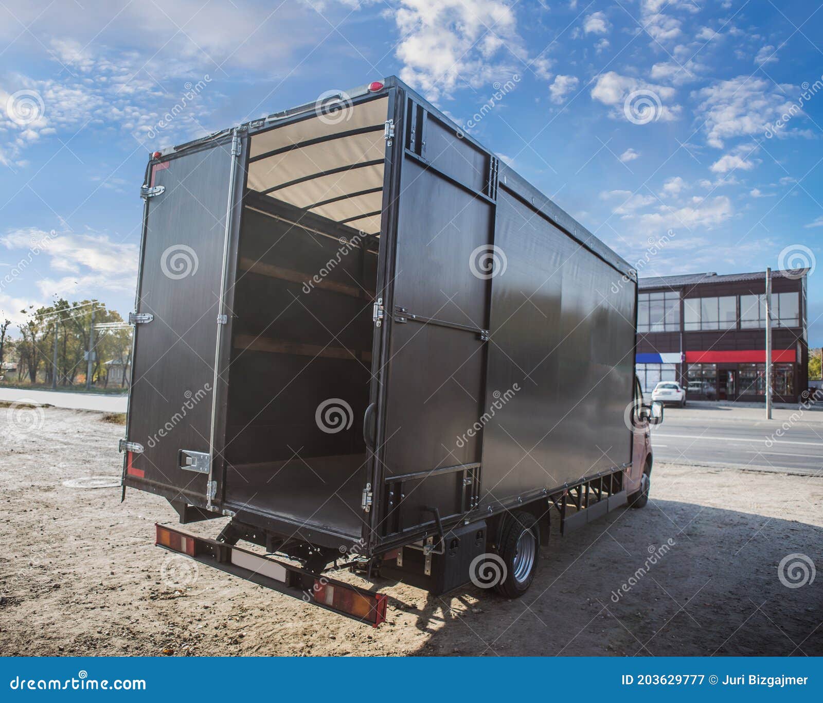 Truck Loading with Open Container Stock Image - Image of cargo, view ...