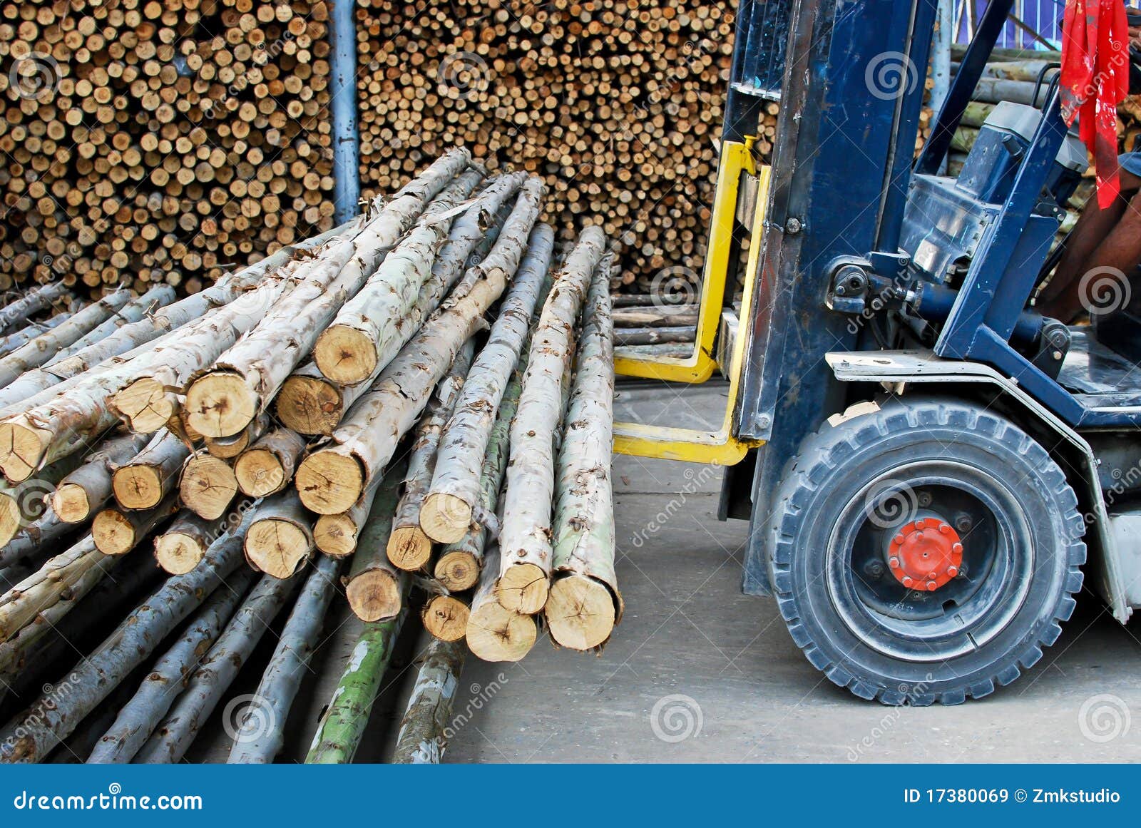 Truck Loading Pile of Wood in Logs Storage Stock Image - Image of ...