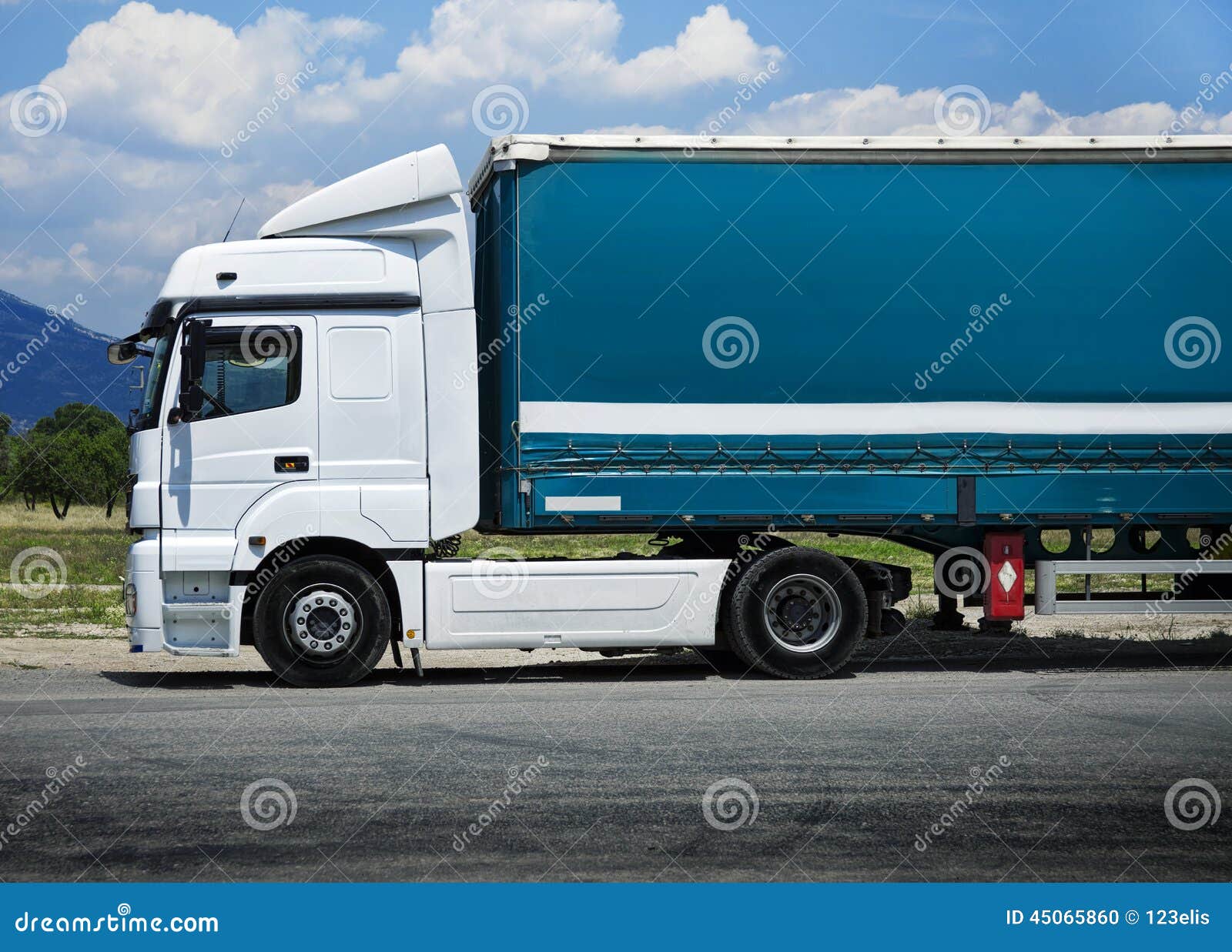 Truck stock photo. Image of long, side, road, truck, blue - 45065860