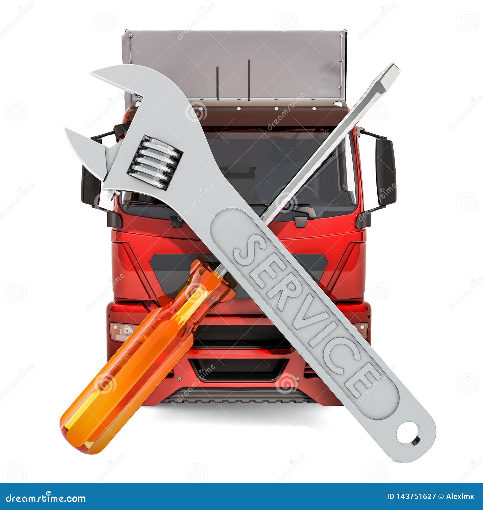 Truck, Lorry and Van Repair and Service Concept. 3D Rendering Stock ... Truck, Lorry and Van Repair and Service Concept. 3D Rendering Stock ...