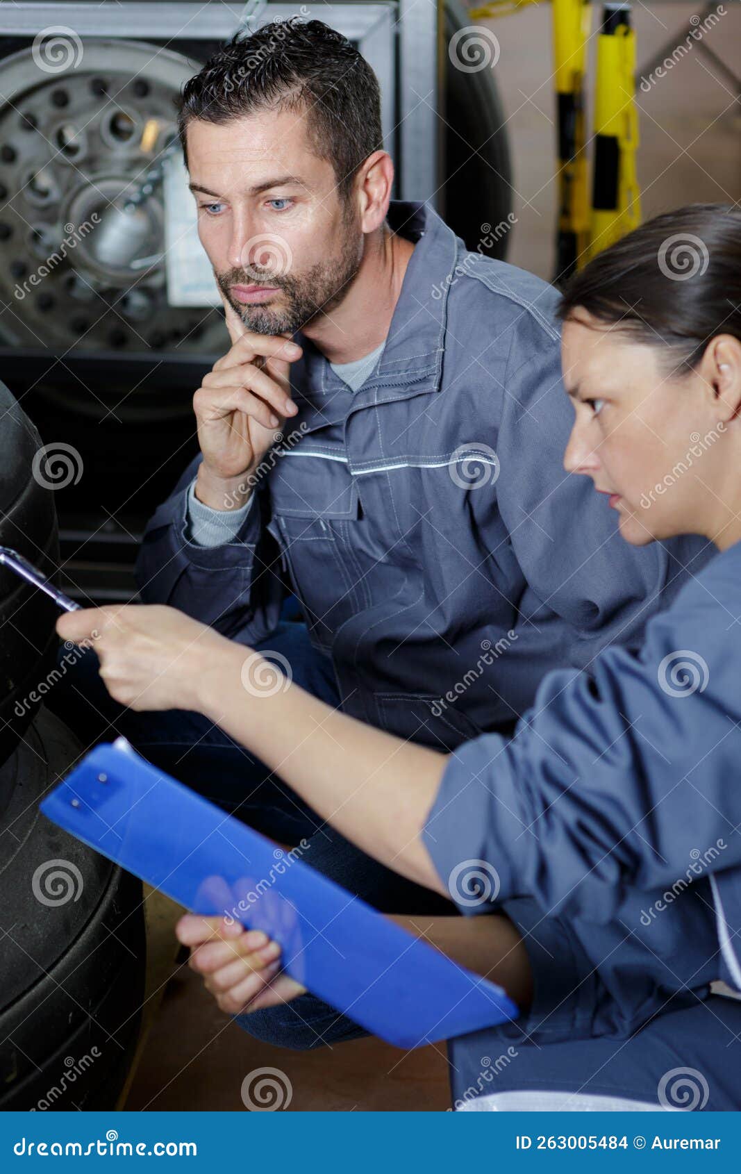 Truck Mechanics Doing Diagnostic Stock Photo - Image of transportation ...