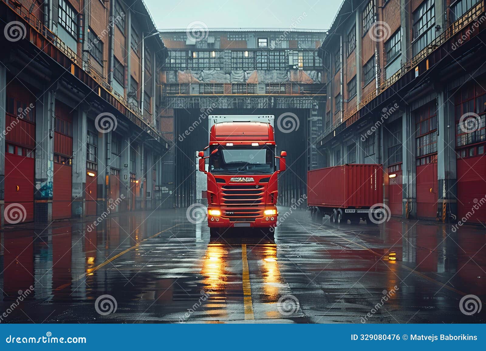 Truck with Open Container Waiting for Loading at Industrial Building ...