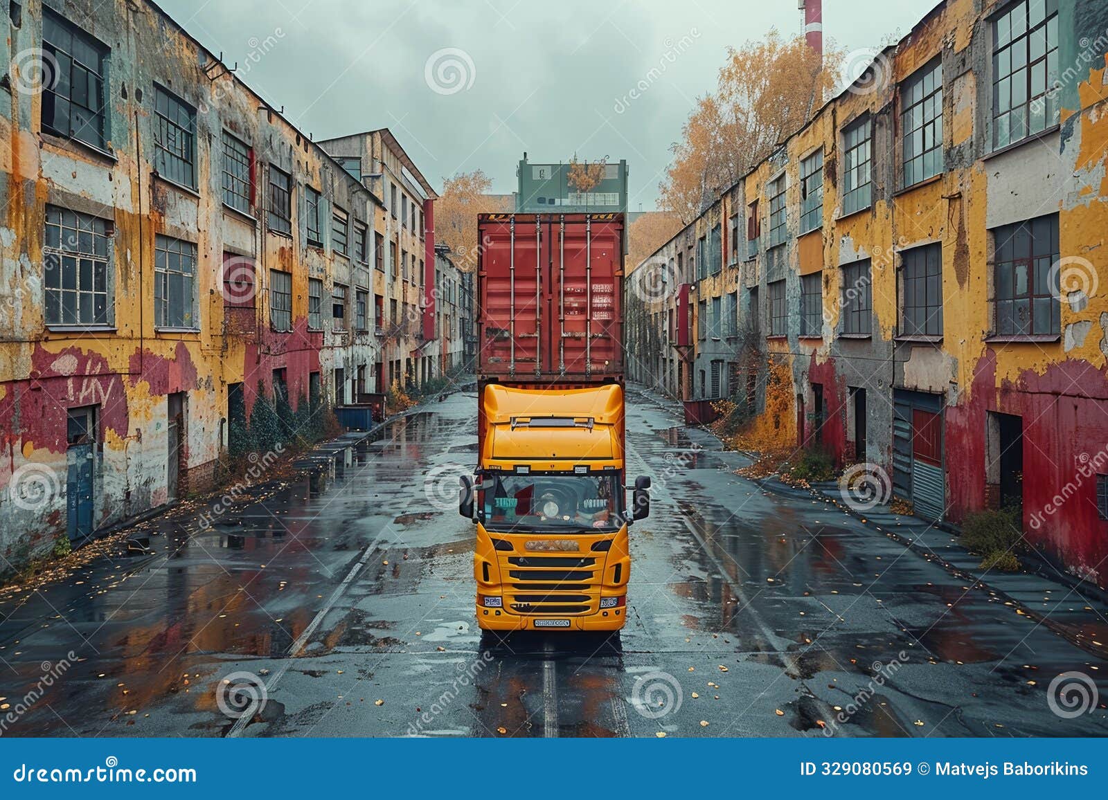 Truck with Open Container Waiting for Loading at Industrial Warehouse ...