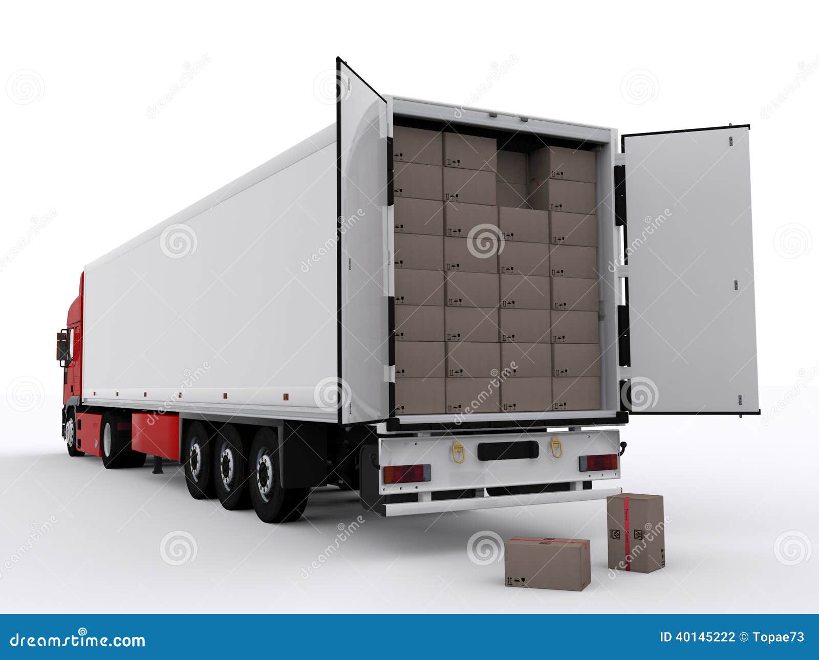 Truck with open trailer stock photo. Image of traffic - 40145222