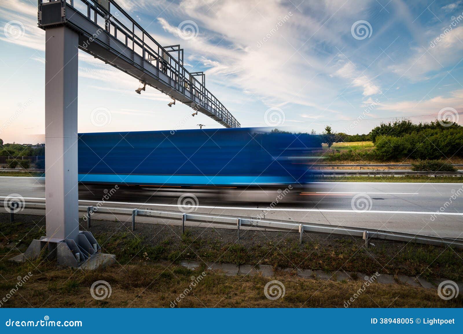 Truck Passing through a Toll Gate on a Highway Stock Image - Image of ...