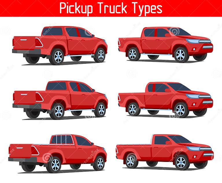 TRUCK Pickup Types Template Drawing Stock Vector - Illustration of ...