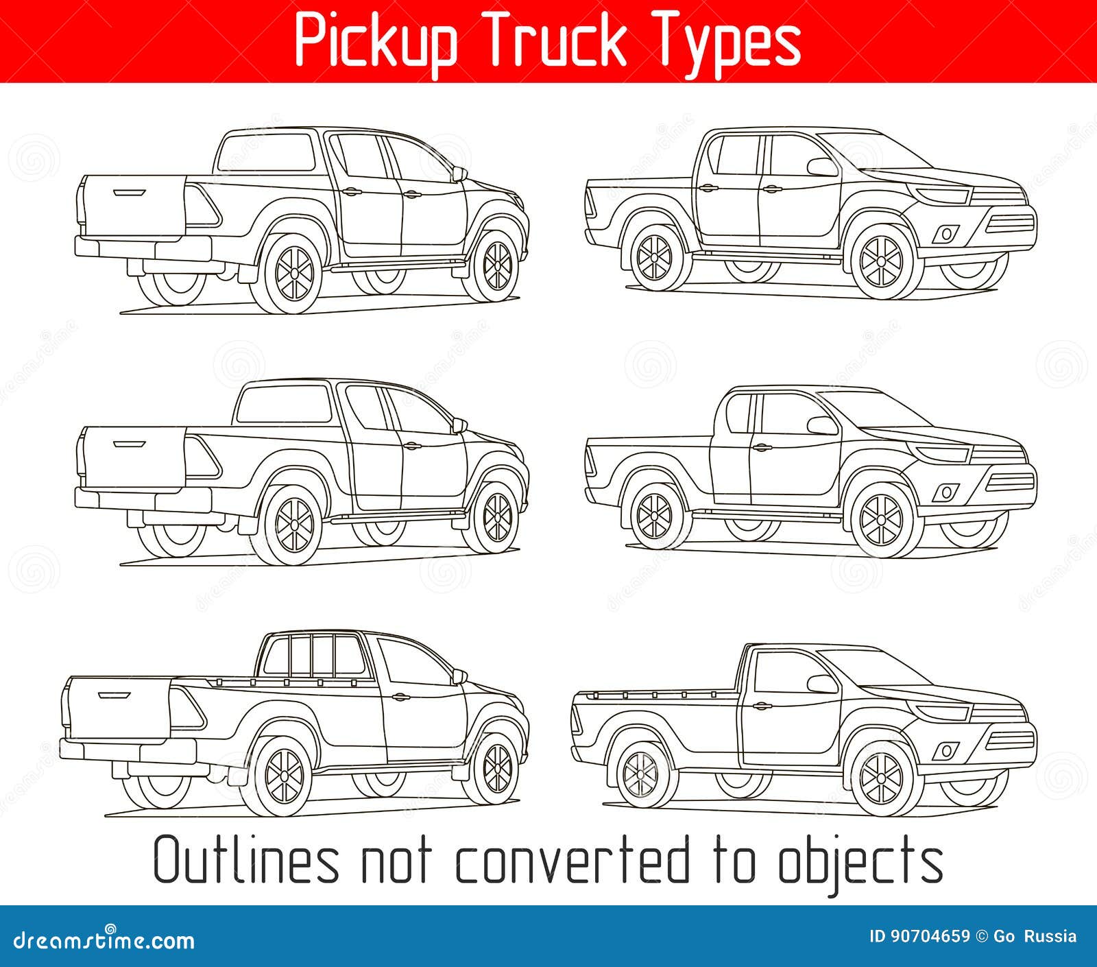 TRUCK Pickup Types Template Drawing Vector Outlines Not Converted To ...