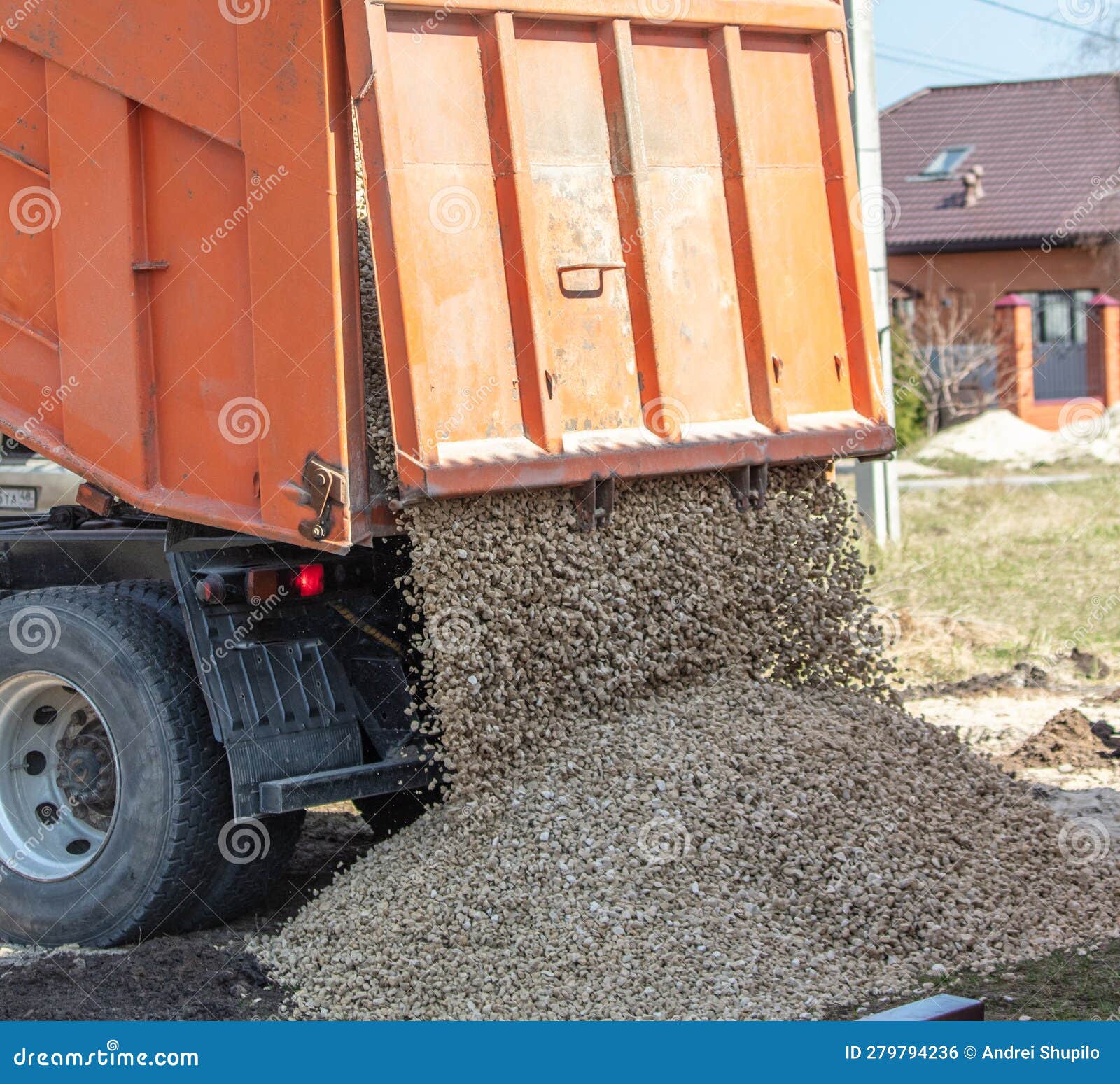 Truck Pours Rubble on the Ground. Stock Photo - Image of land, dump ...