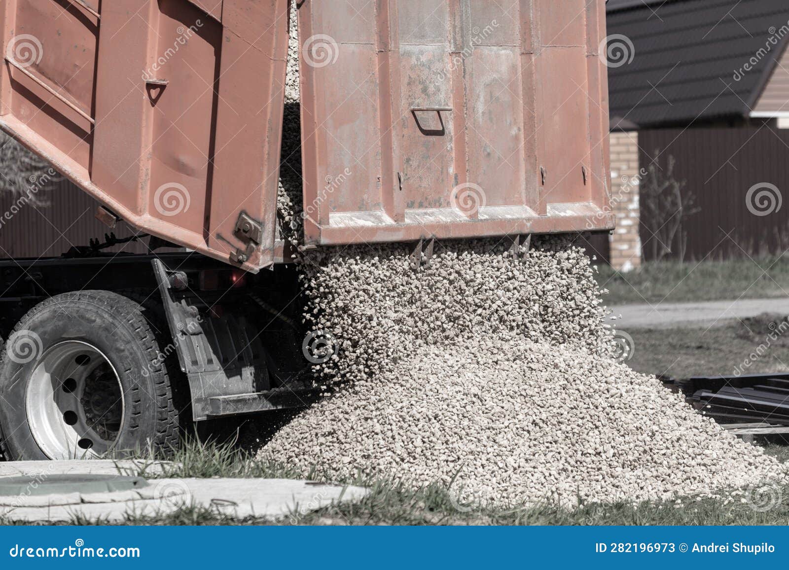 Truck Pours Rubble on the Ground. Stock Image - Image of transportation ...