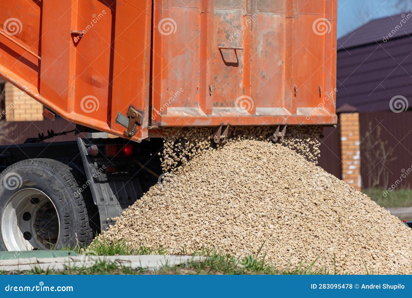 Truck Pours Rubble on the Ground. Stock Photo - Image of industrial ...