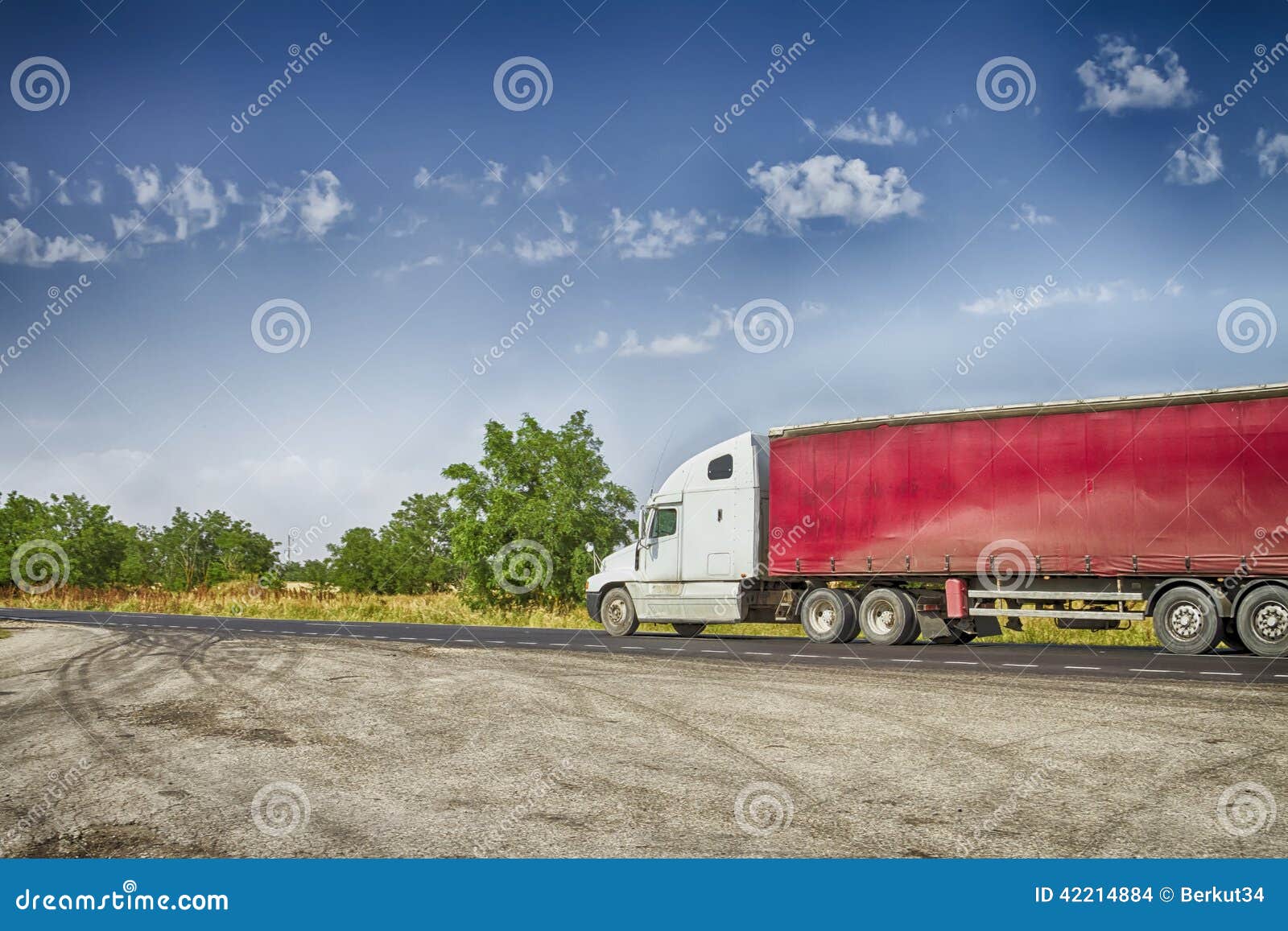 Truck with a red trailer stock photo. Image of outdoors - 42214884