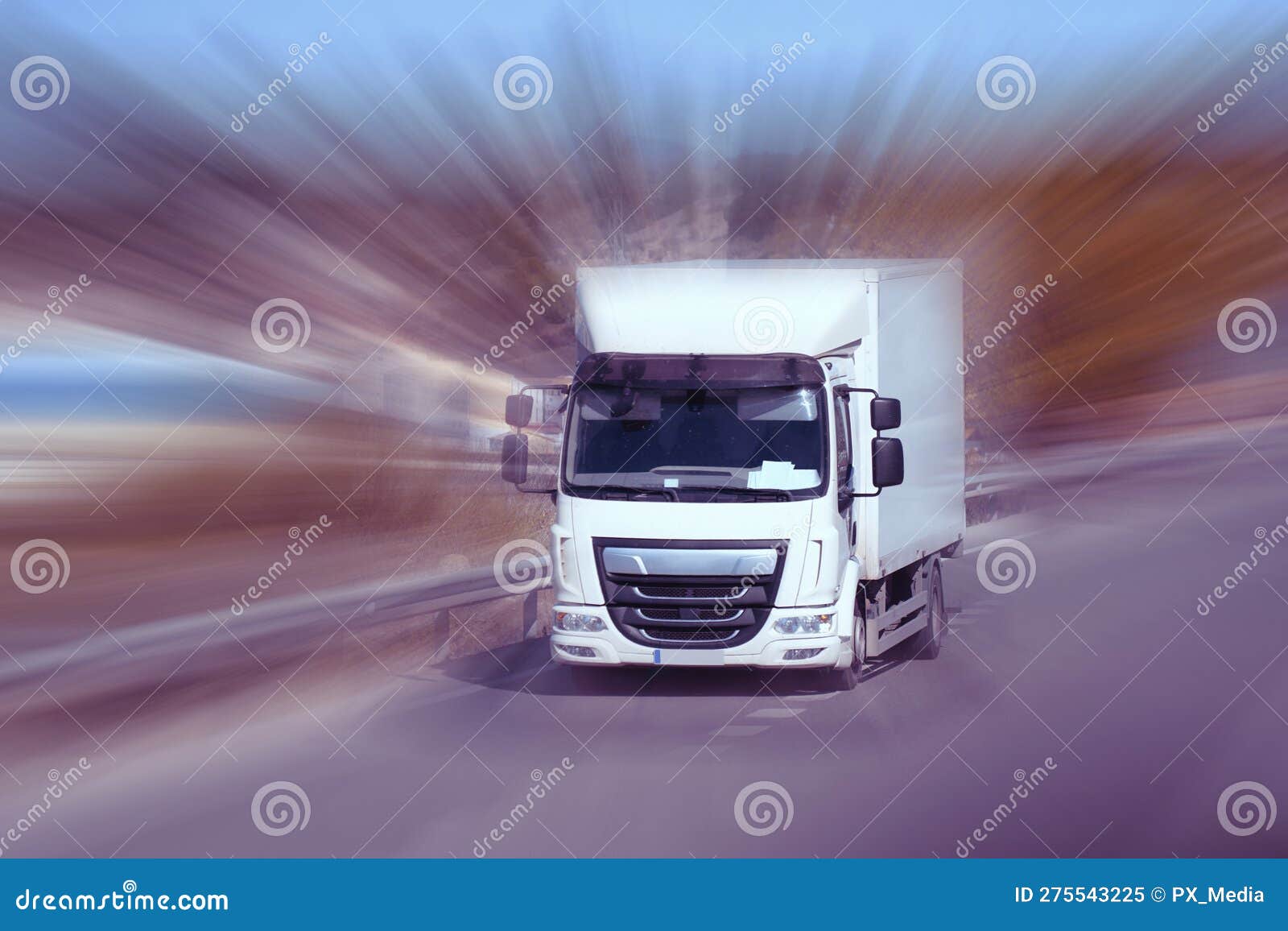 Truck on a Road - Front View, Zoom Effect Stock Image - Image of ...