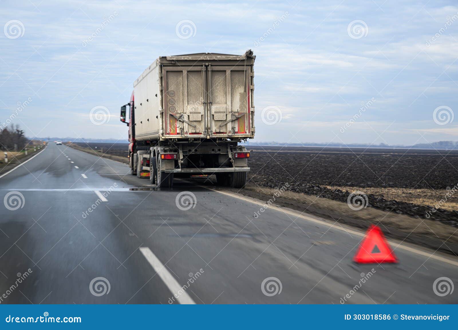 Truck on the Road with Tire Defect Stock Photo - Image of damage ...