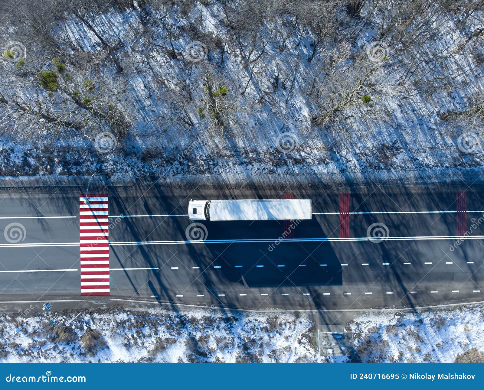 Truck on the Road Top View. Freight Transportation. Stock Image - Image ...