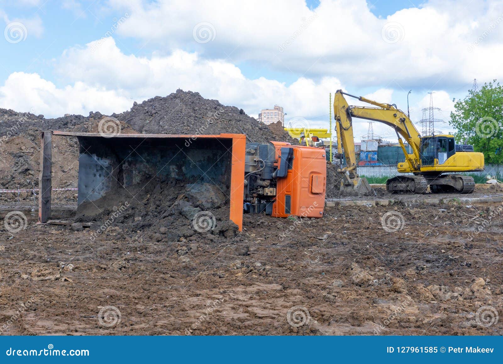The Truck Rolled Over on Its Side Stock Image - Image of emergency ...