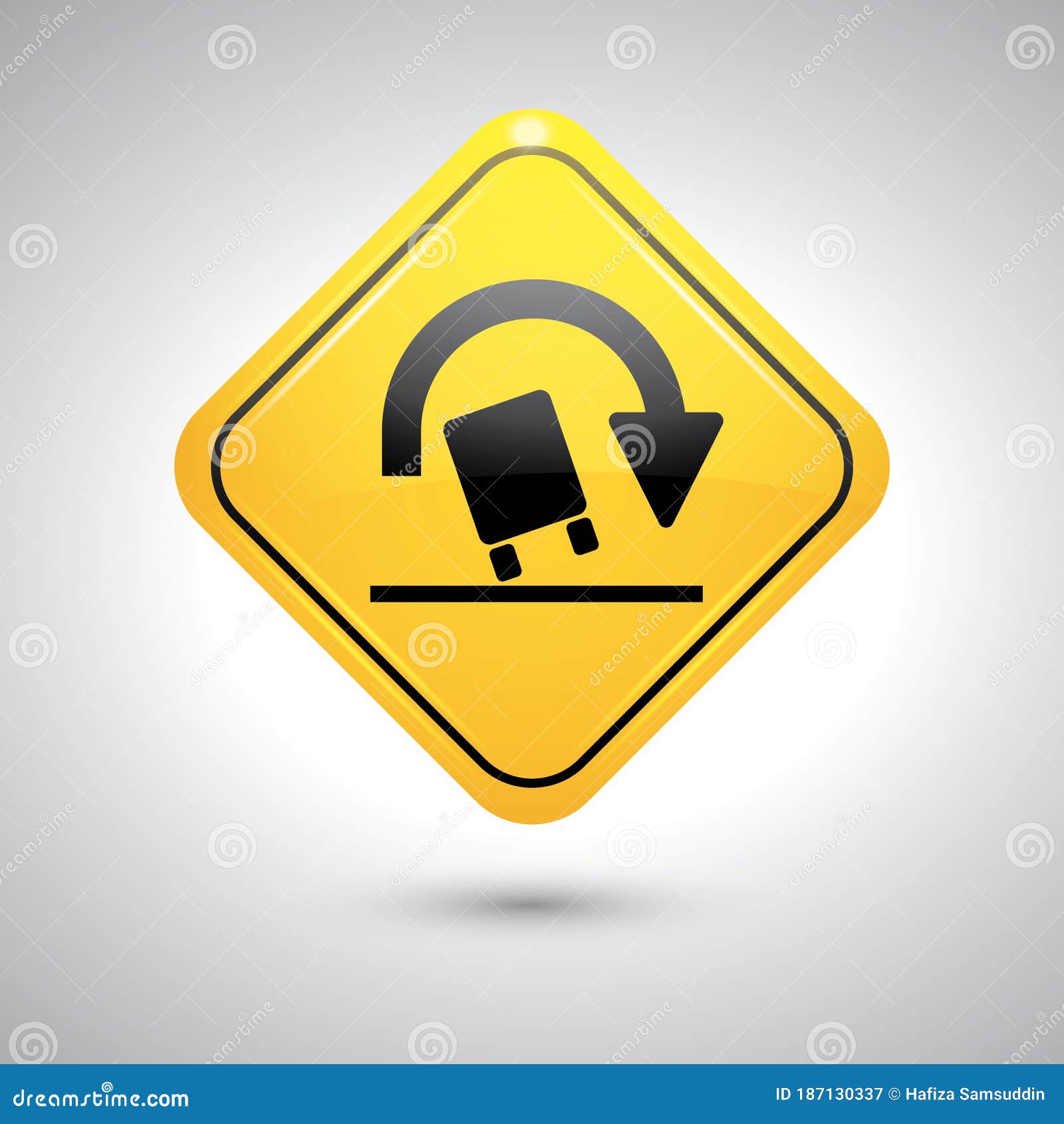 Truck Rollover Warning for Sharp Curves Sign. Vector Illustration ...