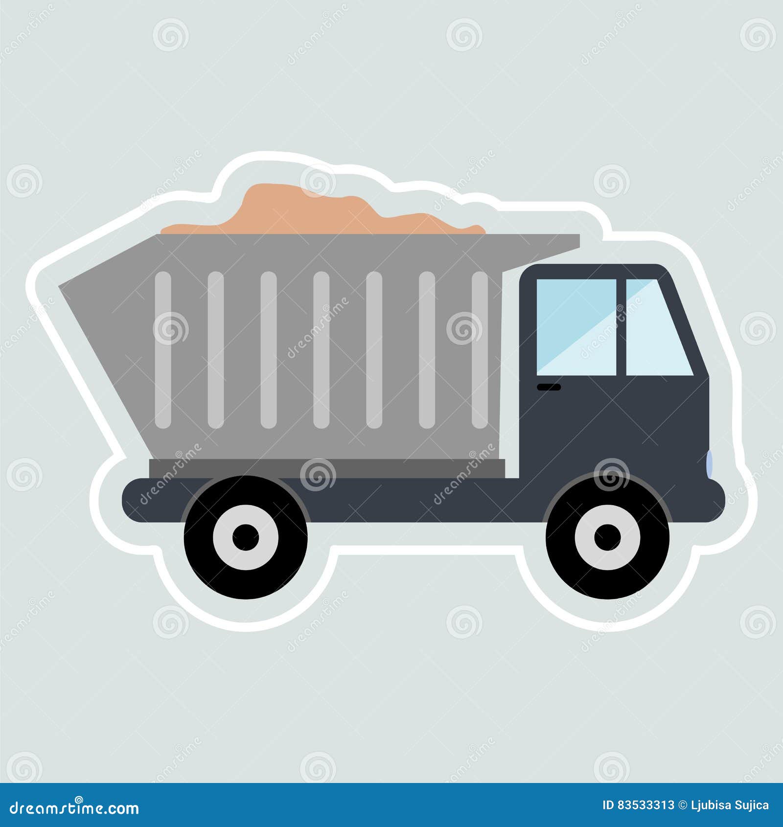 Truck with sand sticker stock vector. Illustration of excavation - 83533313
