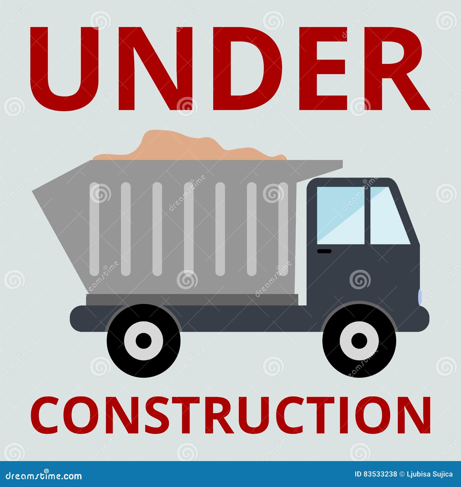 Truck with Sand Under Construction Sticker Stock Vector - Illustration ...