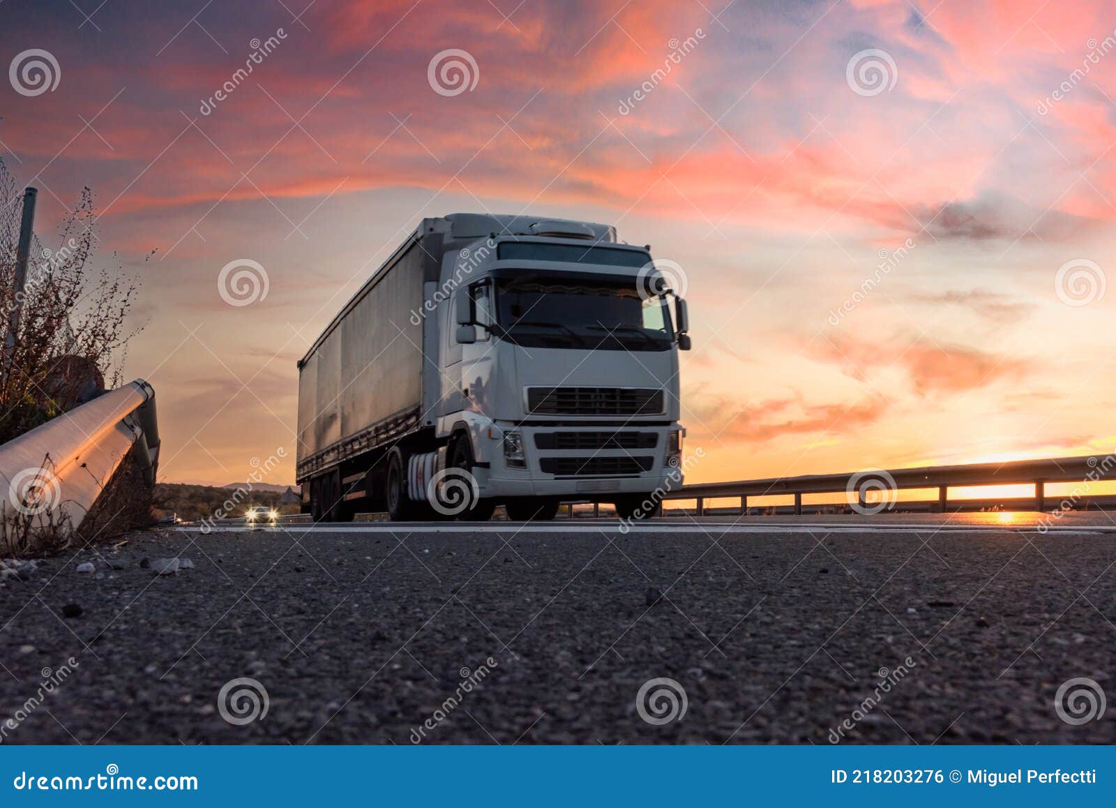 Truck Seen at Ground Level Driving on the Highway Stock Photo - Image ...