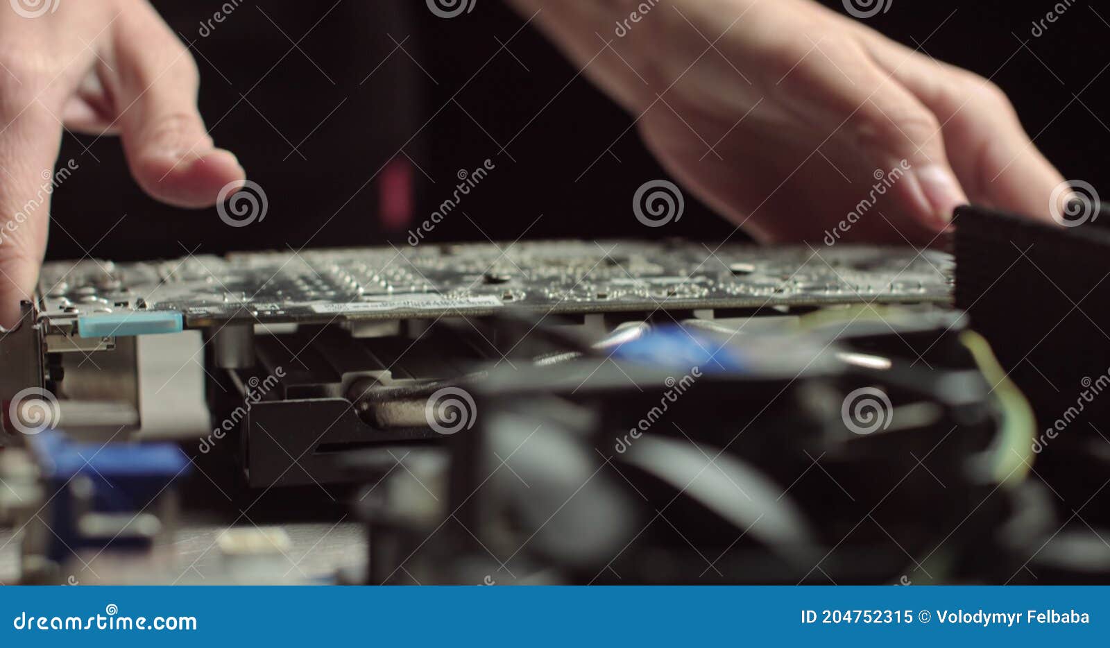 Truck Shot of VGA Card or Video Graphics Array Detail on Black Foam ...