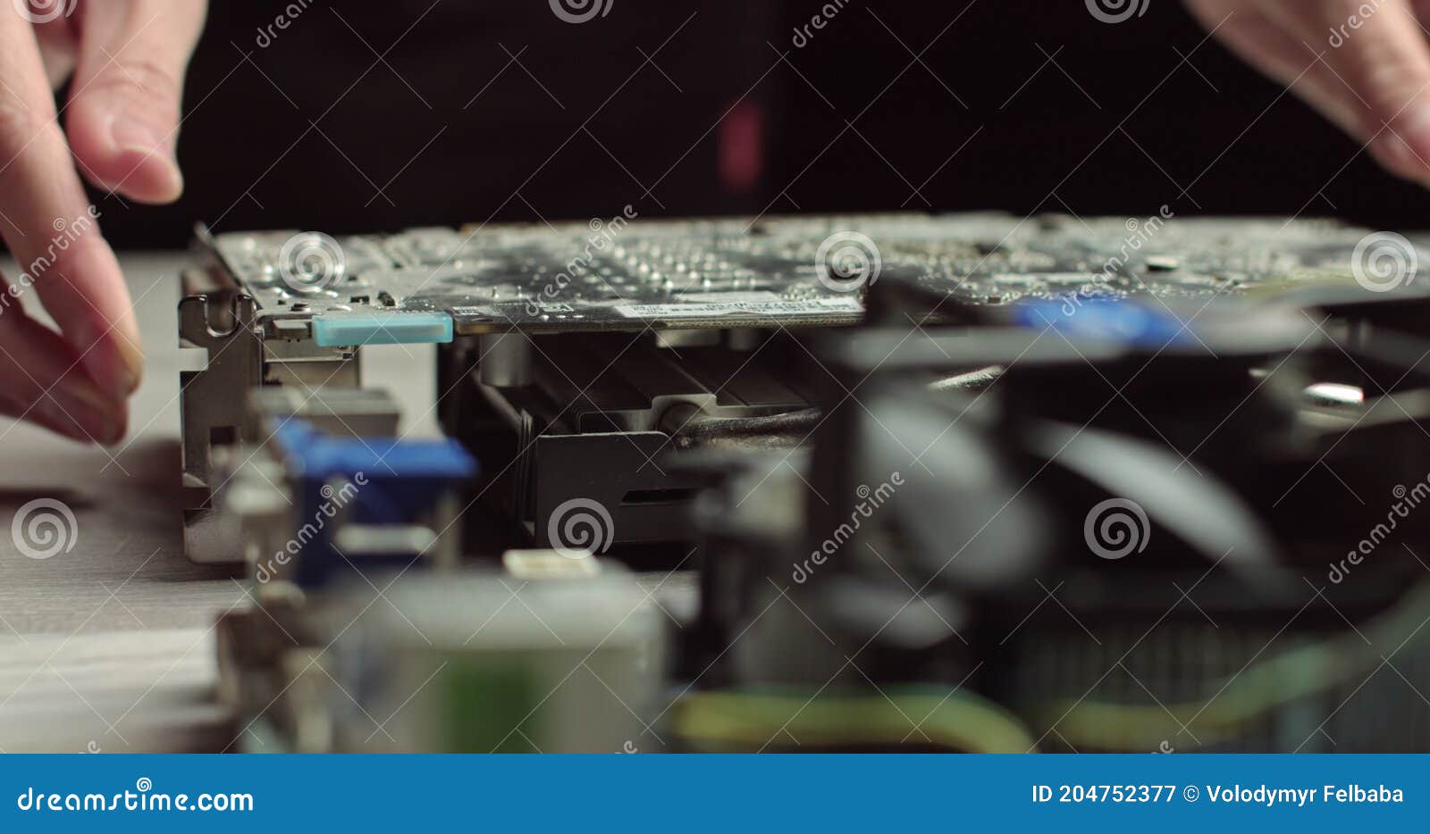 Truck Shot of VGA Card or Video Graphics Array Detail on Black Foam ...