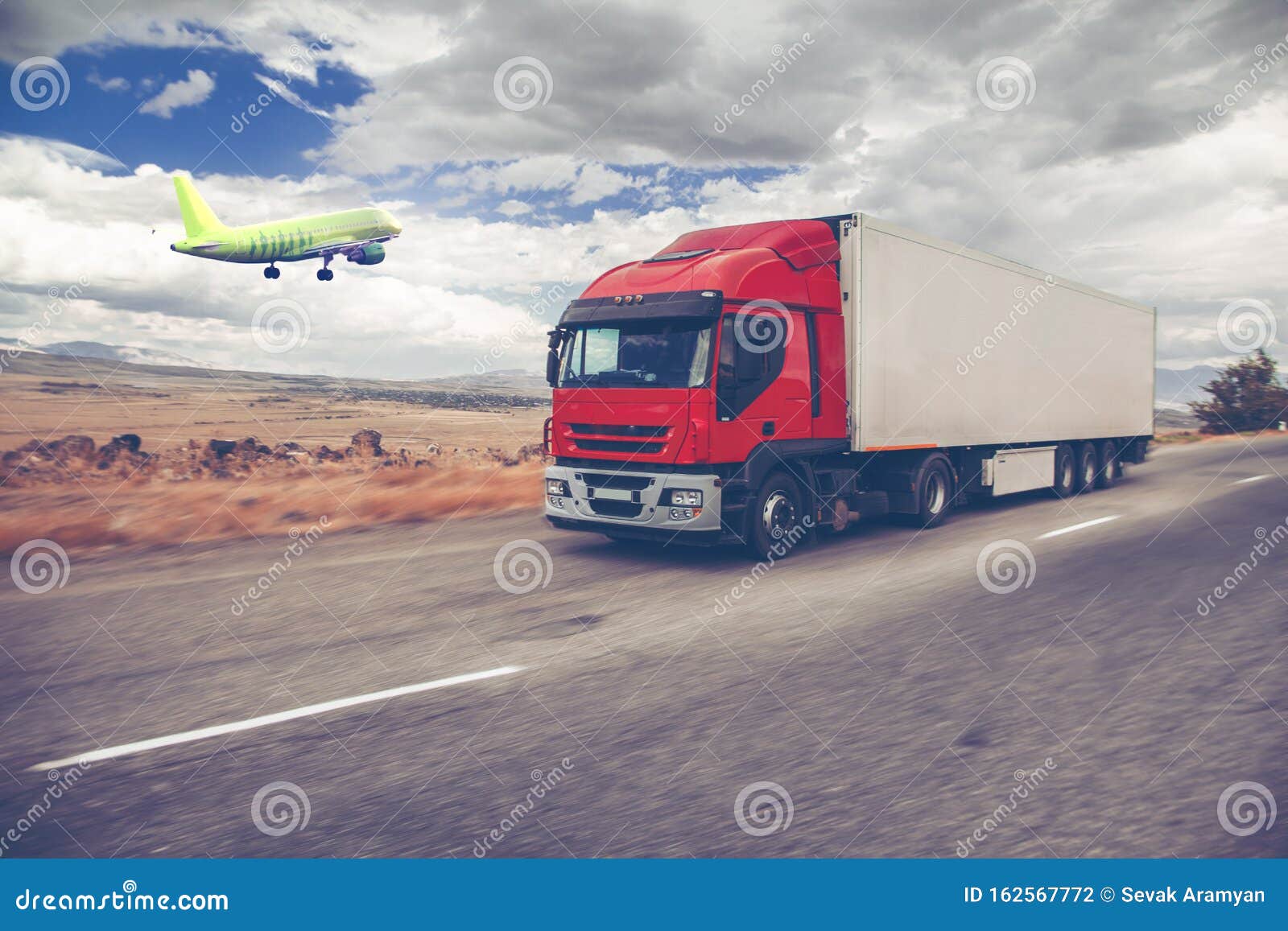 Truck with sky in airplane stock photo. Image of cargo - 162567772