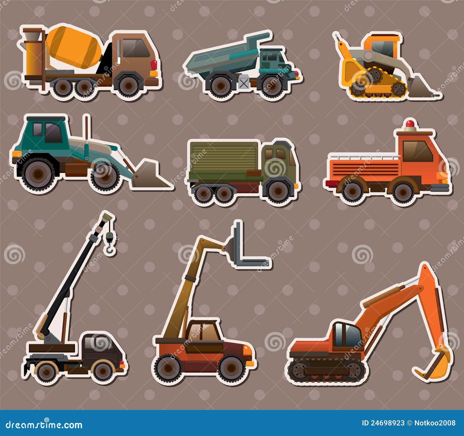 Set Of Stickers With Heavy Snowplow Transport. Truck-mounted Plows ...