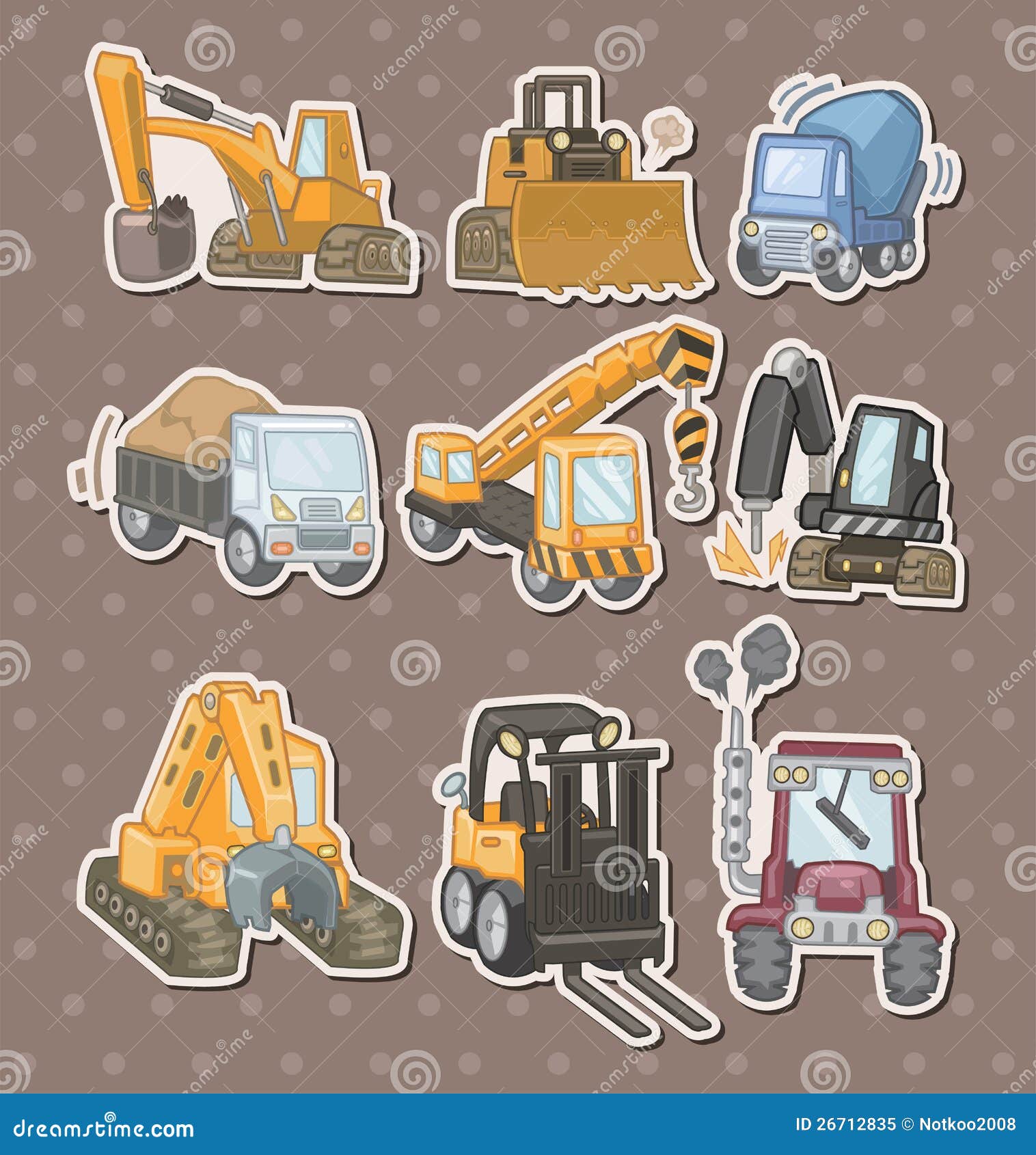 Set Of Stickers With Heavy Snowplow Transport. Truck-mounted Plows ...