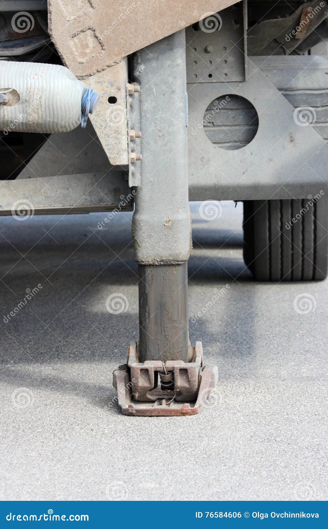 Truck Strong Outrigger Stabilizing Legs Extended. Working Leg from a ...