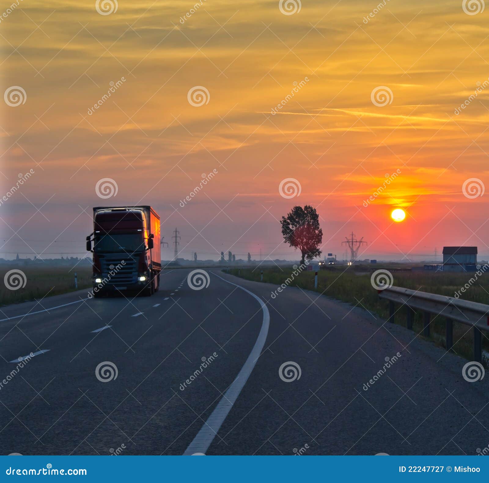 Truck at sunset stock image. Image of traffic, travel - 22247727