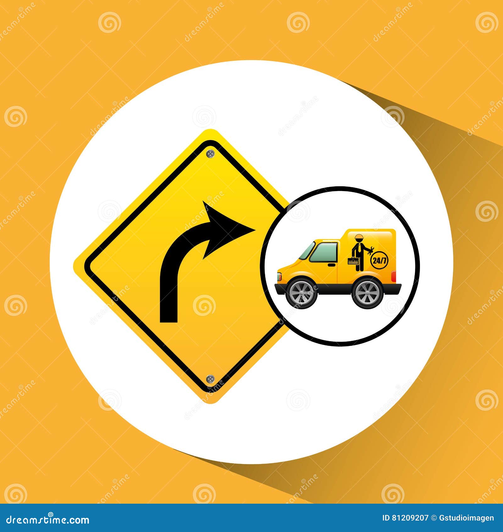 Truck Support Service with Traffic Road Stock Vector - Illustration of ...