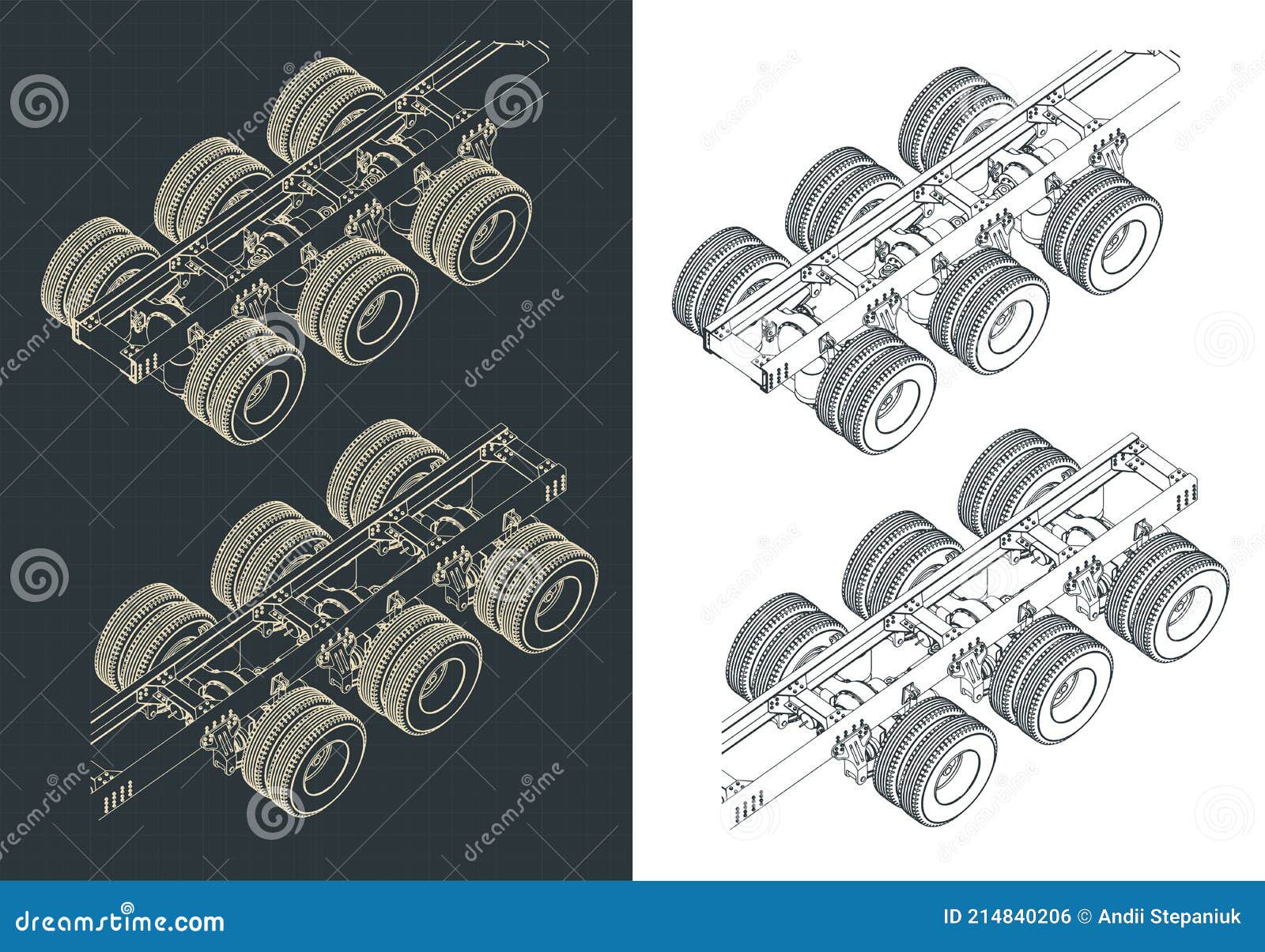 Truck Suspension Systems Isometric Drawings Stock Vector - Illustration ...